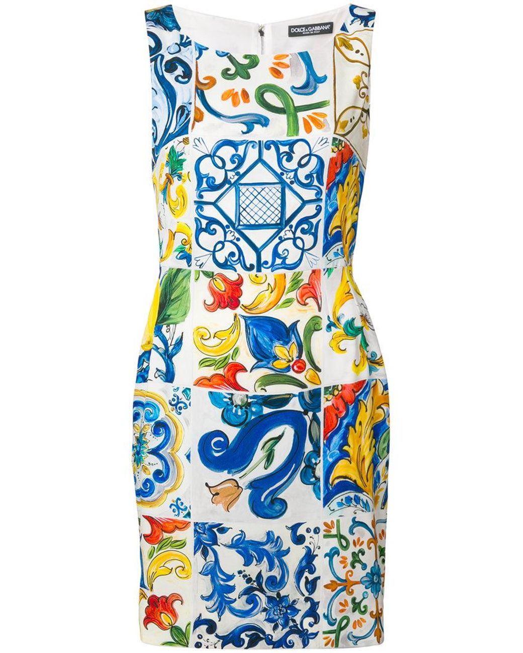 Dolce & Gabbana Sicilian Tile Mini Dress in White | Lyst