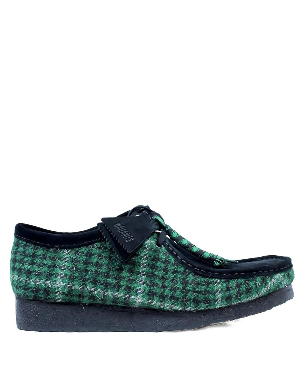 Clarks Wallabee Tweed-Check Boots in Green for Men | Lyst