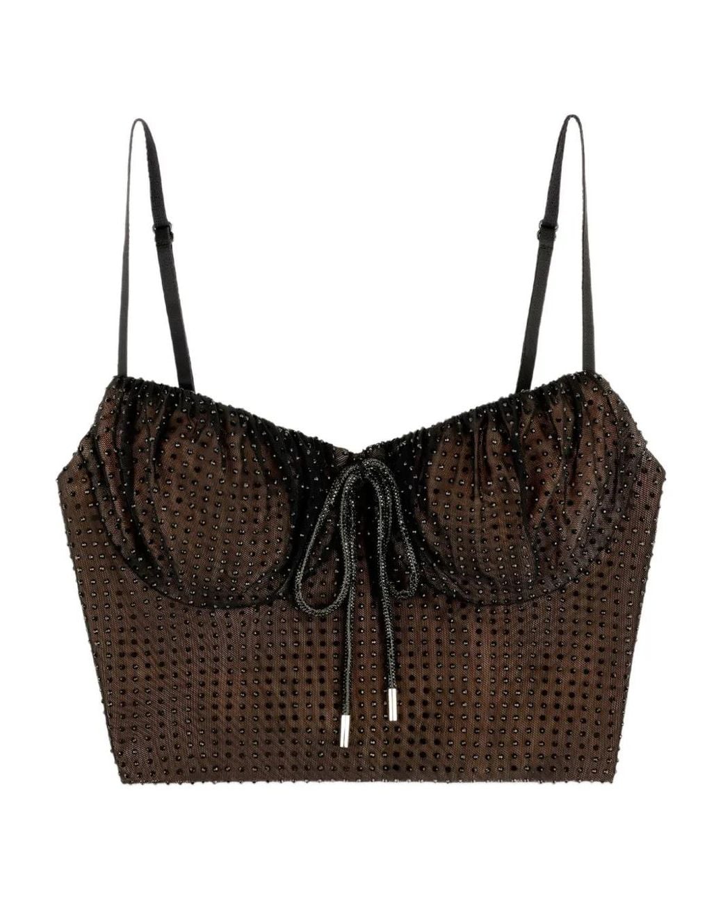 Area Crystal Hotfix Top in Black | Lyst UK