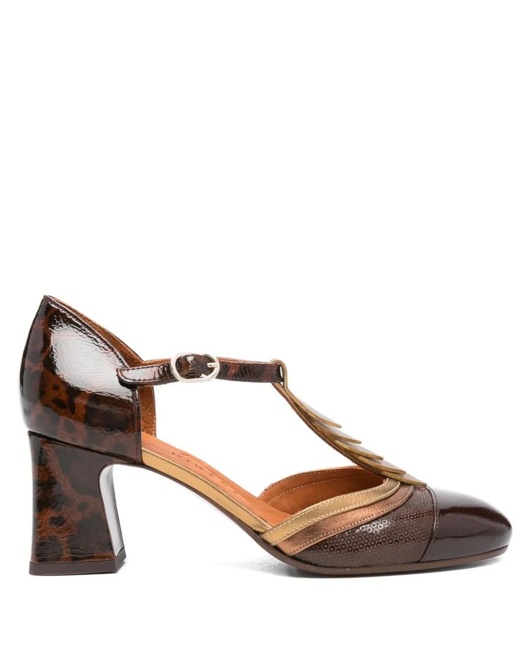 Chie Mihara Leopard-Print T-Bar Pumps in Brown | Lyst