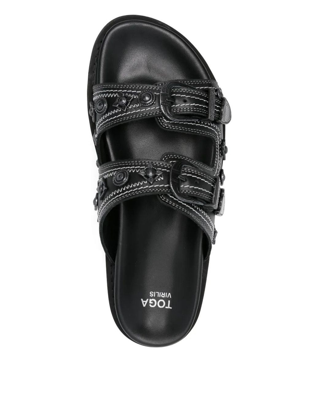 Toga Virilis Buckle-Embellished Leather Sandals in Black for Men | Lyst