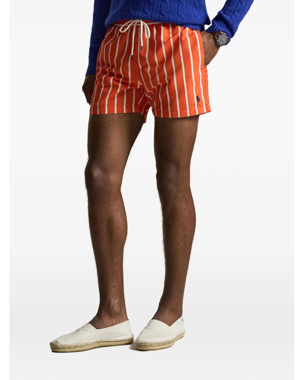 Polo Ralph Lauren Striped Swim Shorts in Orange for Men | Lyst