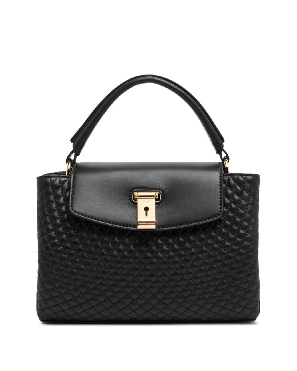 Bally Small Lock Me Quilted Top-Handle Tote Bag in Black | Lyst