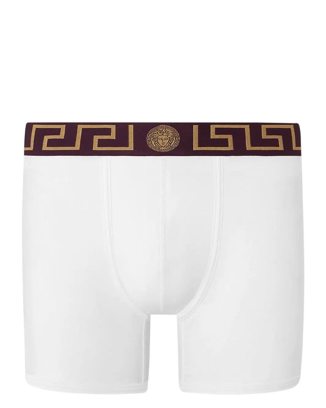 Versace Greca Border Long Boxers in White for Men | Lyst