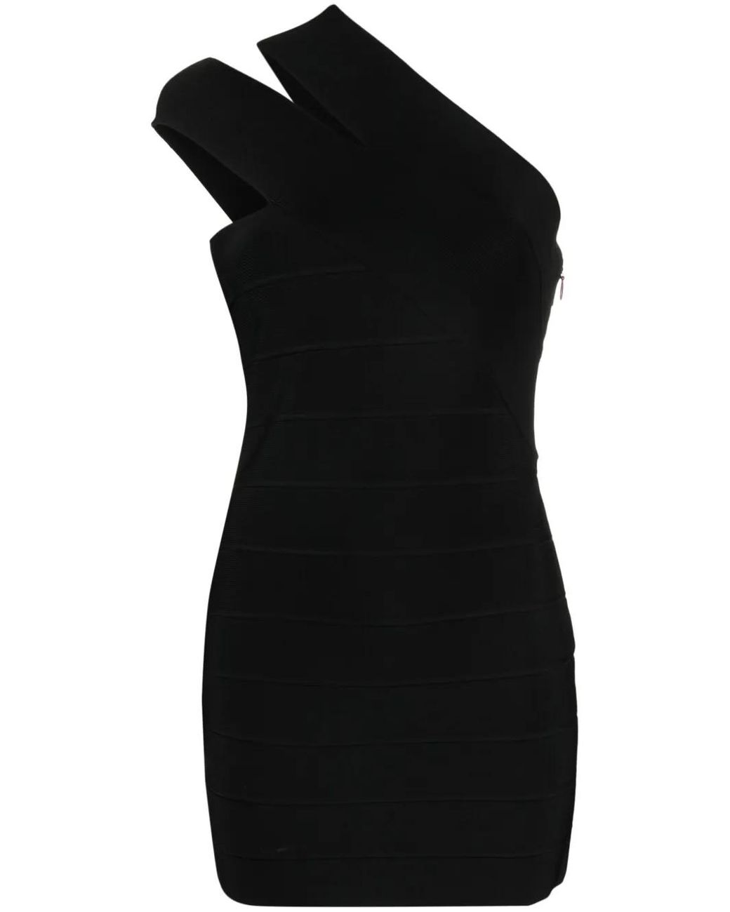 Hervé Léger Icon One-Shoulder Panelled Minidress in Black | Lyst UK