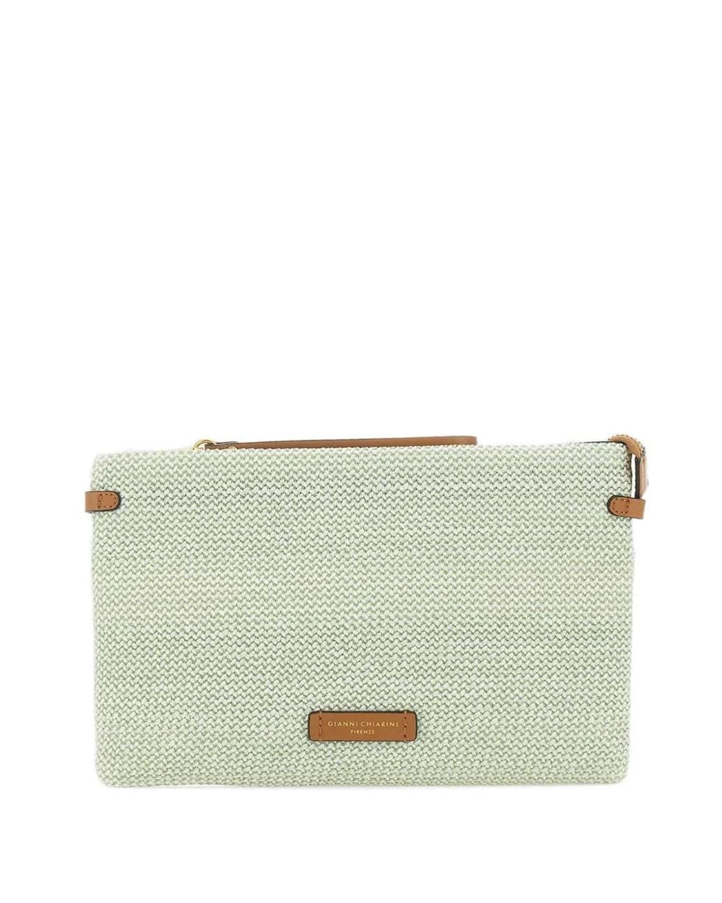 Gianni Chiarini Small Hermy Straw Clutch Bag in Gray | Lyst