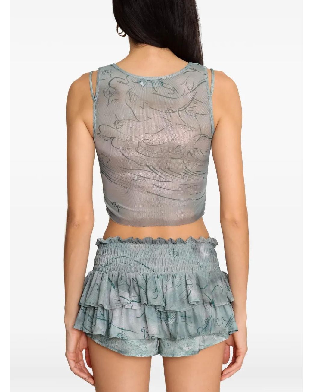 Amir Slama X Jade Picon Tie-Detail Print Blouse in Blue | Lyst UK