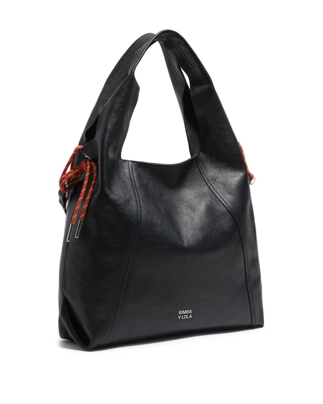 Bimba Y Lola Large Paper Leather Drawstring Shoulder Bag in Black | Lyst