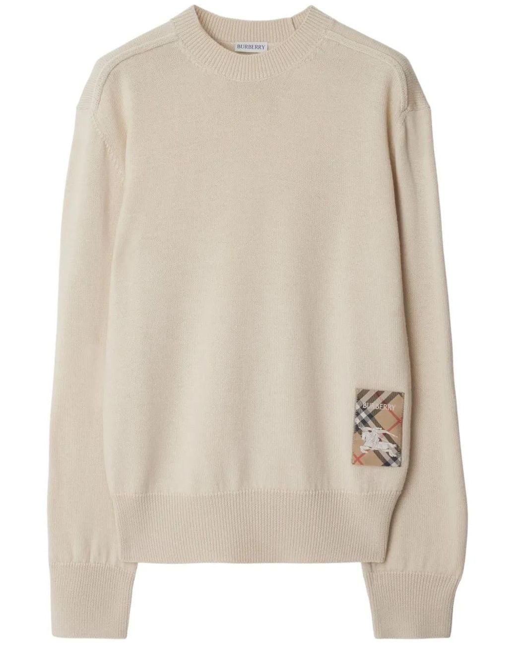 Burberry "Check" Sweater in Natural | Lyst