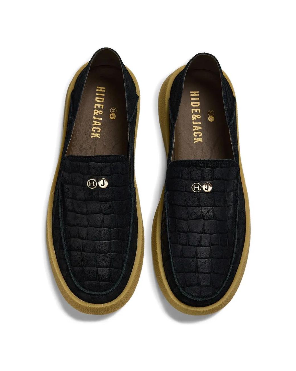 HIDE & JACK Crocodile-Effect Slip-On Sneakers in Black | Lyst
