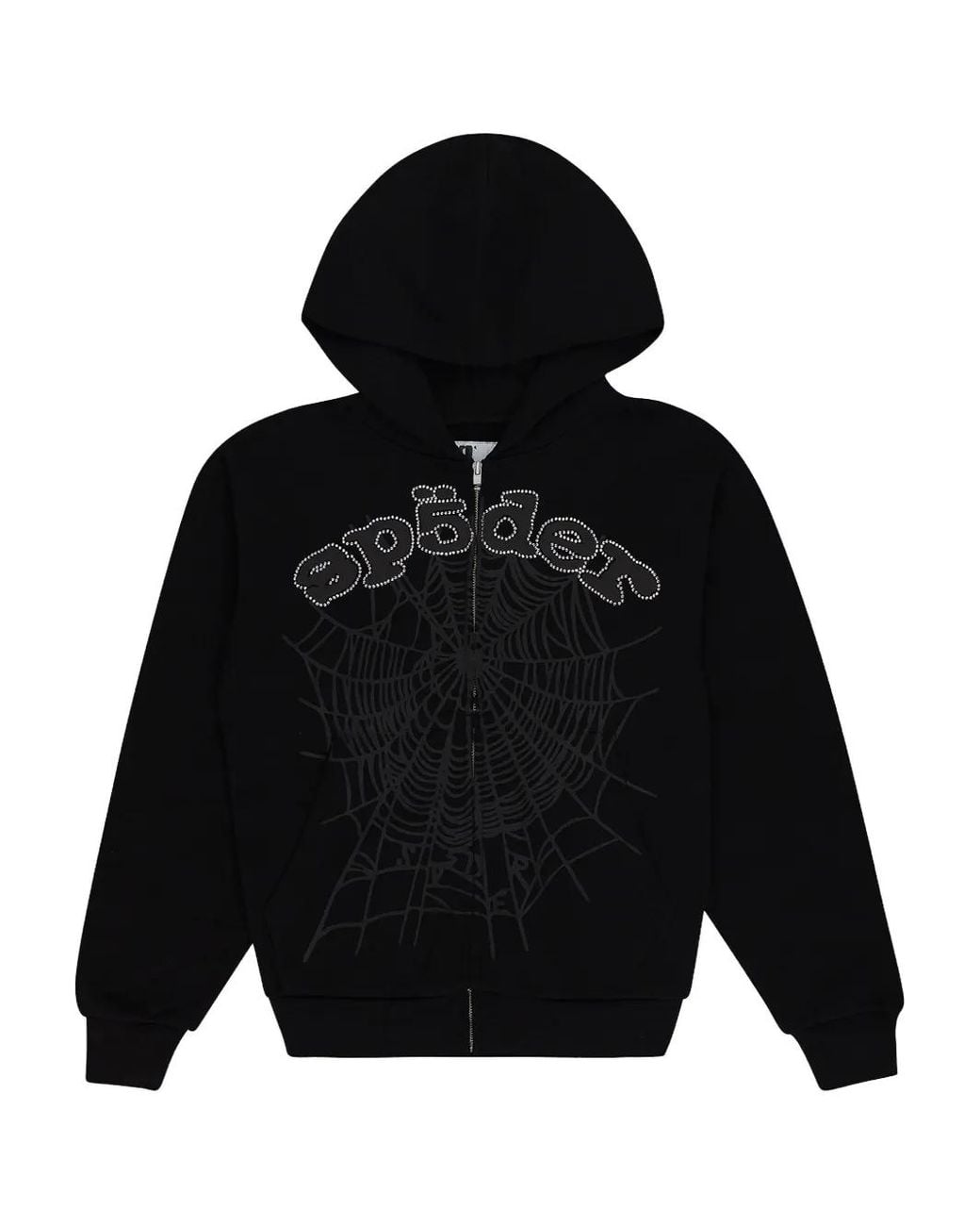 Sp5der Og Web V2 Rhinestone Zip-Up Hoodie in Black for Men | Lyst
