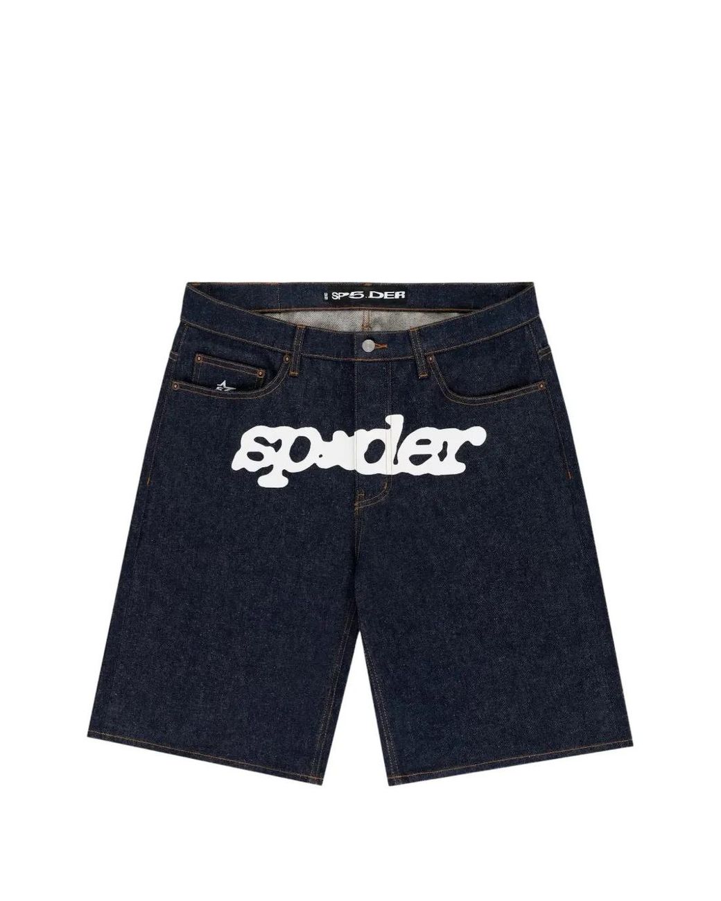 Sp5der V3 Logo Denim Shorts in Blue for Men | Lyst
