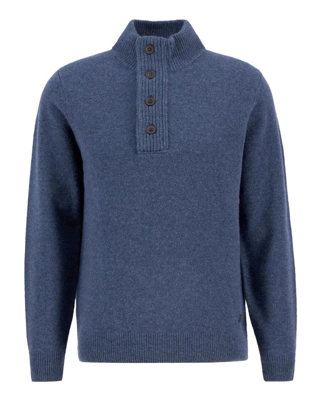 Barbour High-Neck Elbow-Patch Sweater in Blue for Men | Lyst