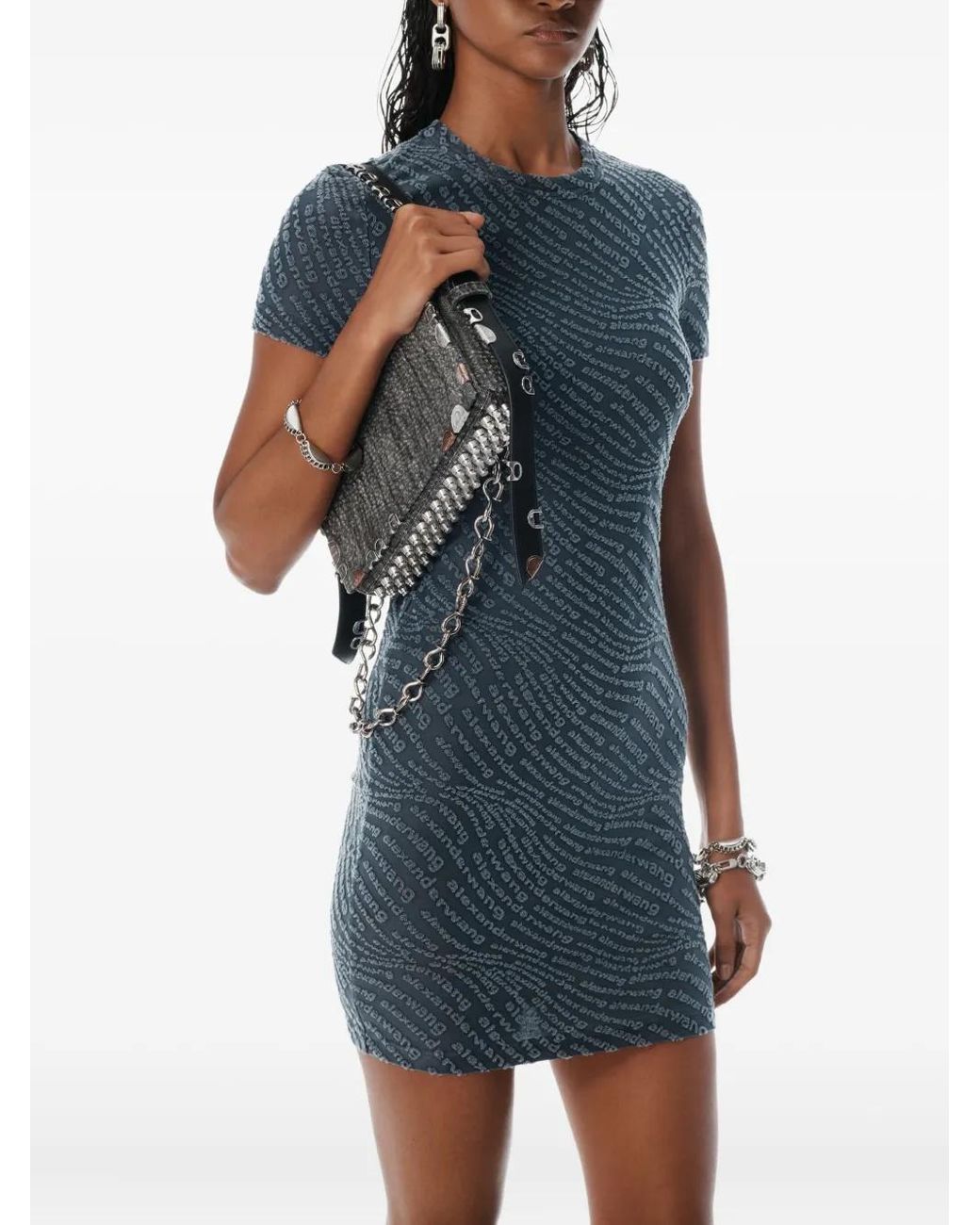 Alexander Wang Studded Chain-Detailed Shoulder Bag in Metallic | Lyst