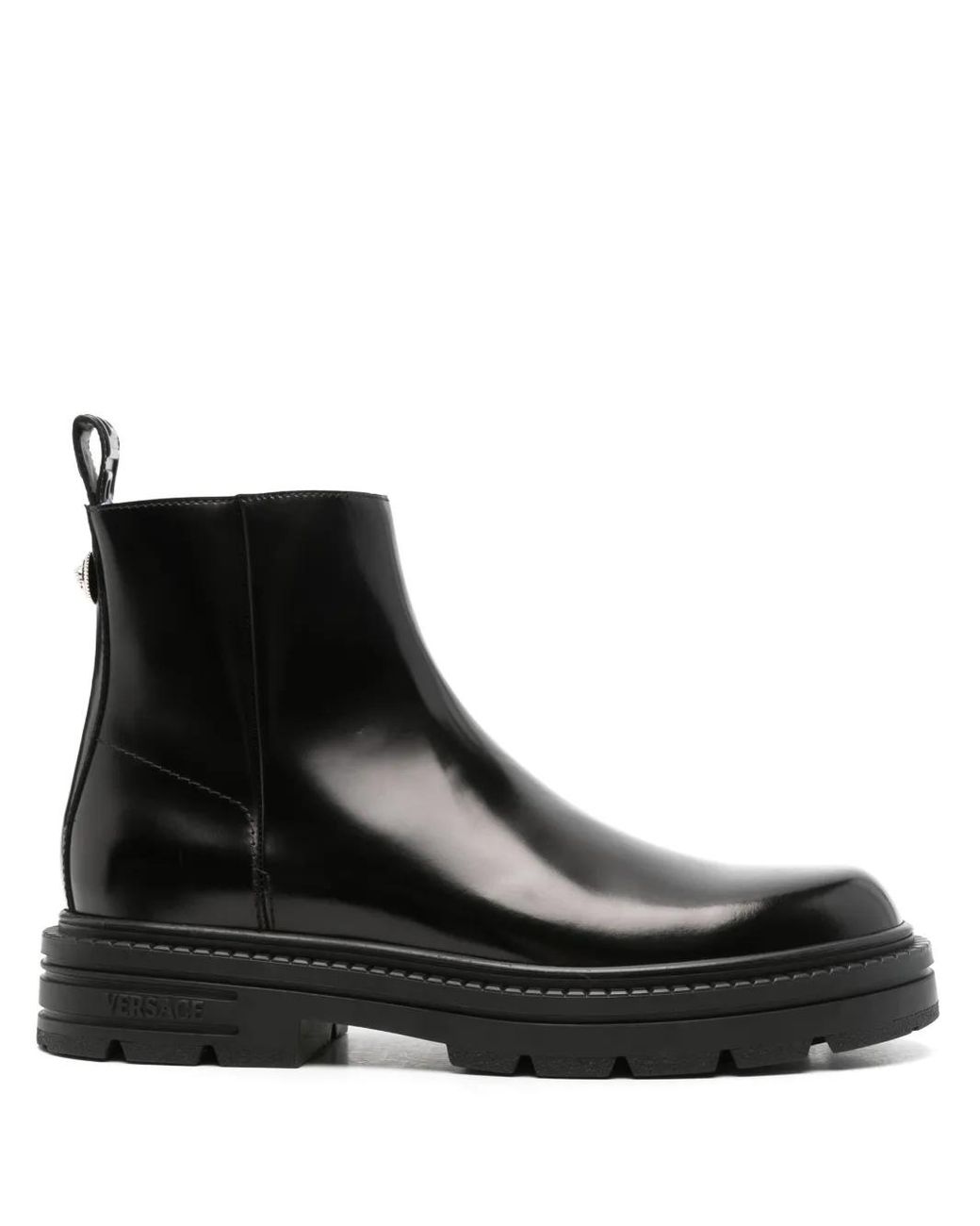 Versace Medusa Head Leather Boots in Black for Men | Lyst