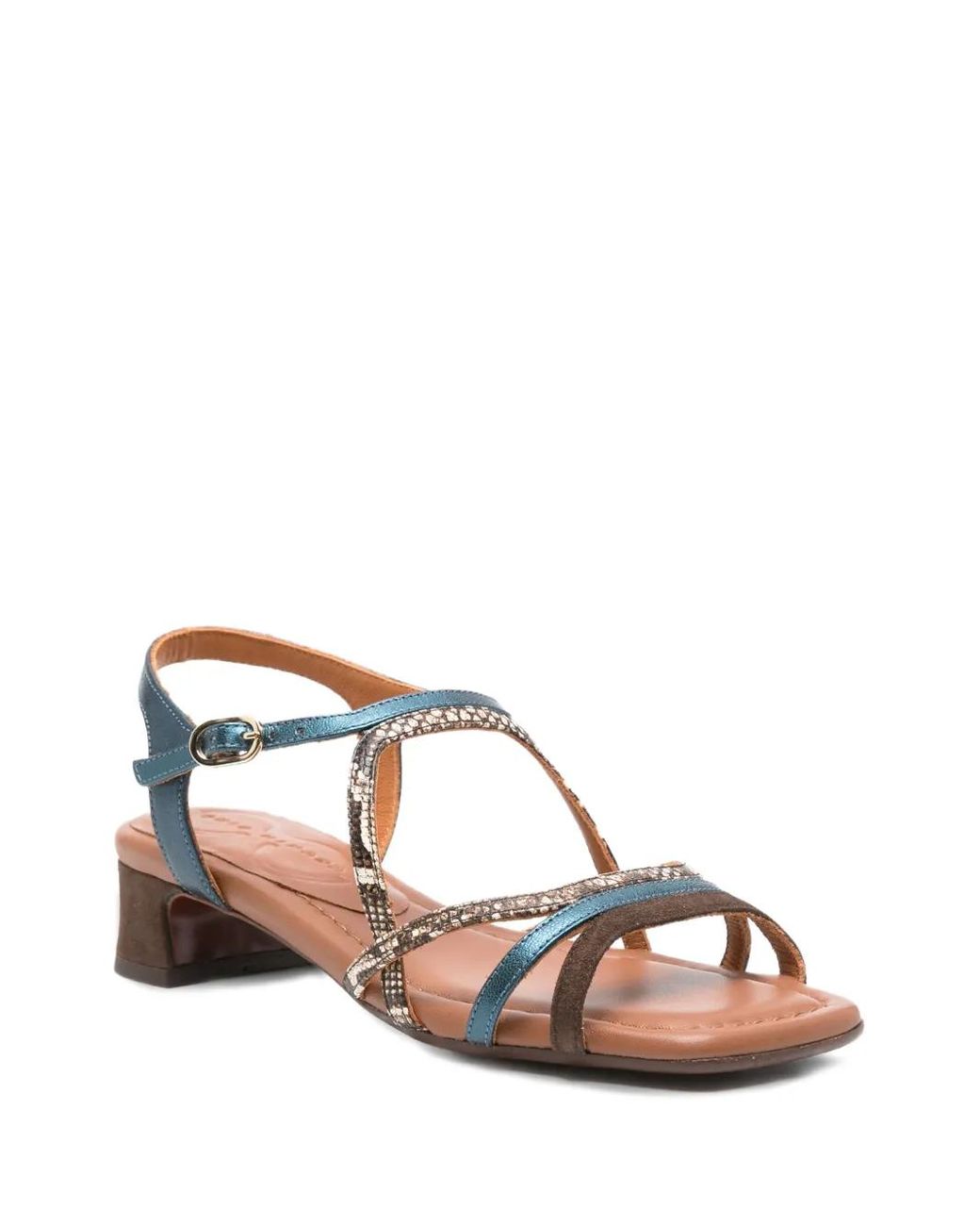 Chie Mihara 40Mm Fedan Leather Snake-Effect Sandals in Brown | Lyst