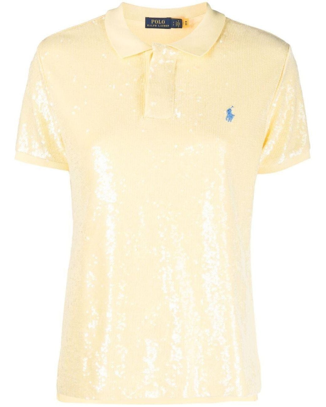 Polo Ralph Lauren Sequin Embellished Polo Shirt In Yellow Lyst