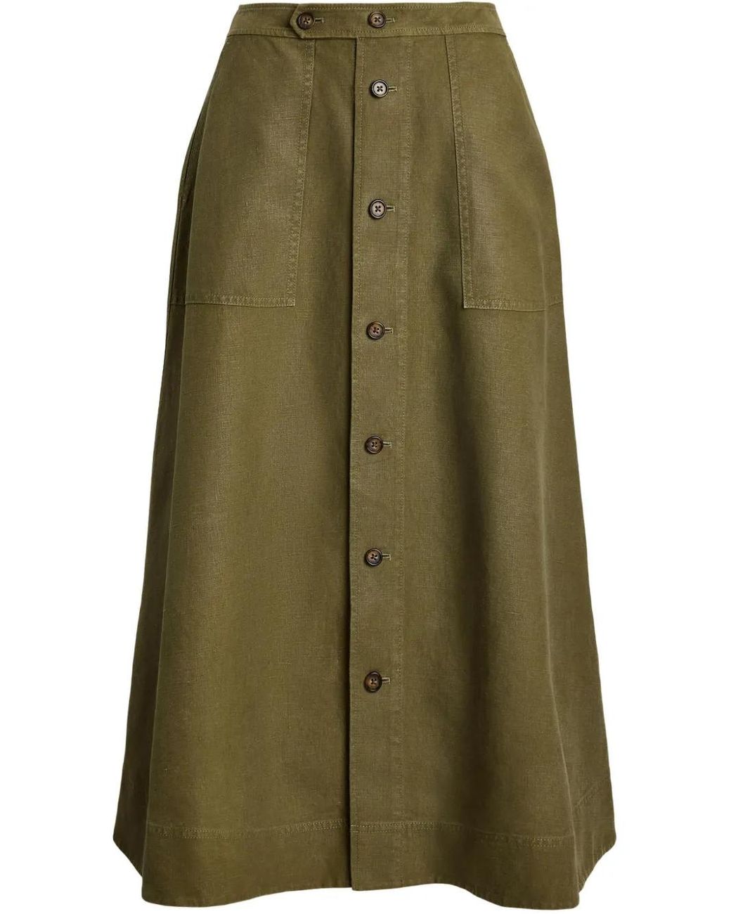 Polo Ralph Lauren A-Line Hemp Midi Skirt in Green | Lyst