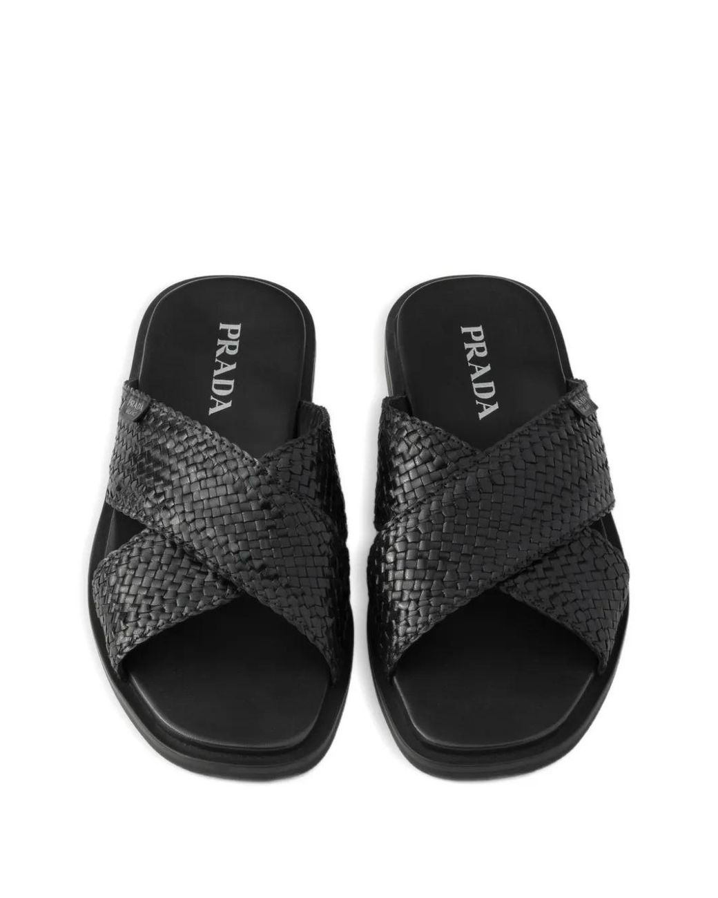 Prada Crisscross Slides in Black for Men | Lyst UK