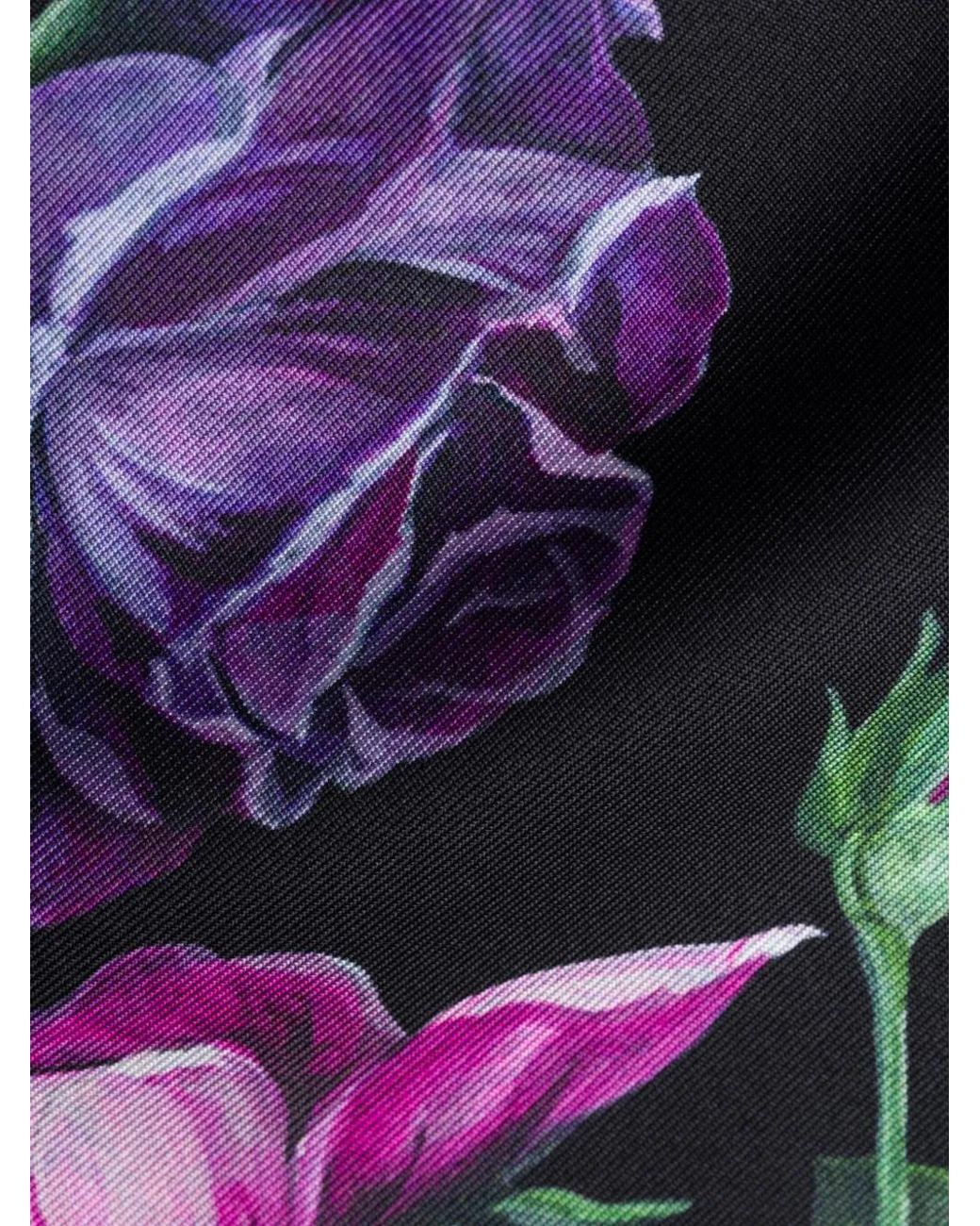 Prada Rose-Print Silk Twill Scarf in Pink | Lyst