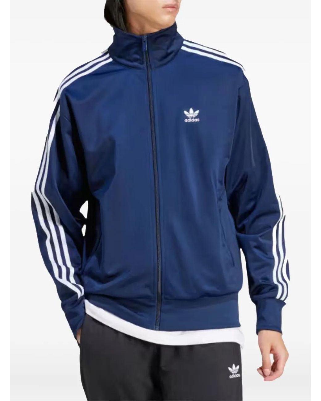 adidas Striped Zip Lightweight Jacket in Blue | Lyst