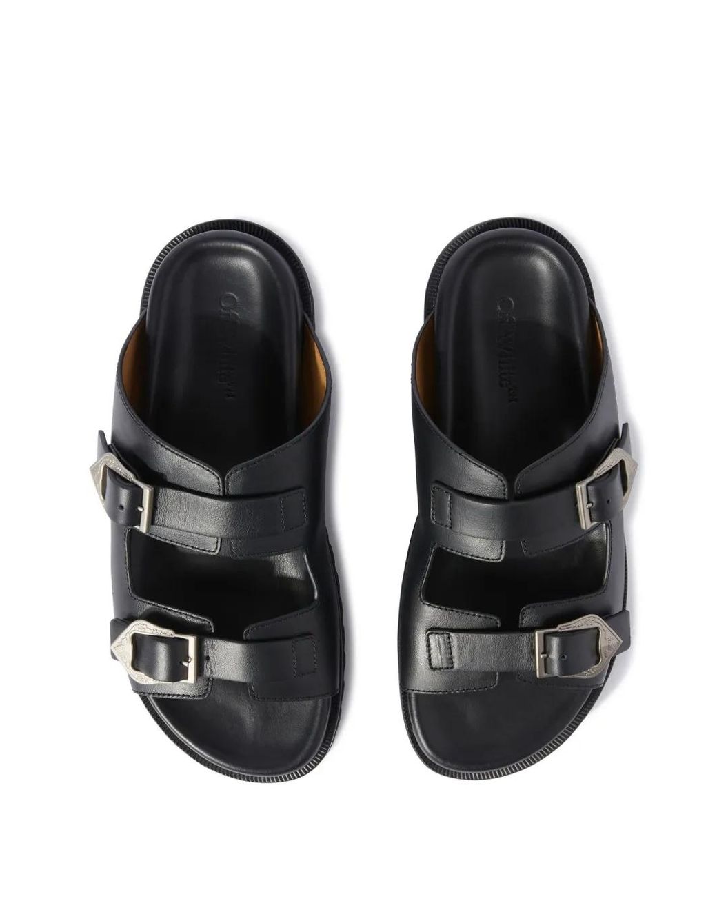 Off-White c/o Virgil Abloh Bulk Arrow Leather Sandals in Black | Lyst