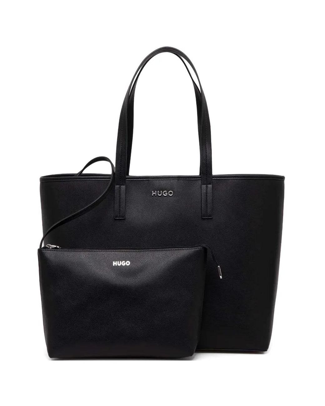 HUGO Logo-Lettering Tote Bag in Black | Lyst