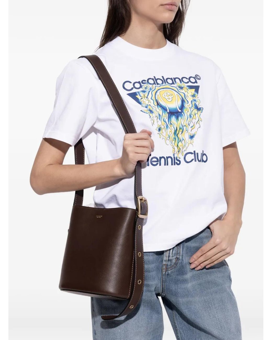 COACH Bleecker Strap Calf Leather Tote Bag in White | Lyst