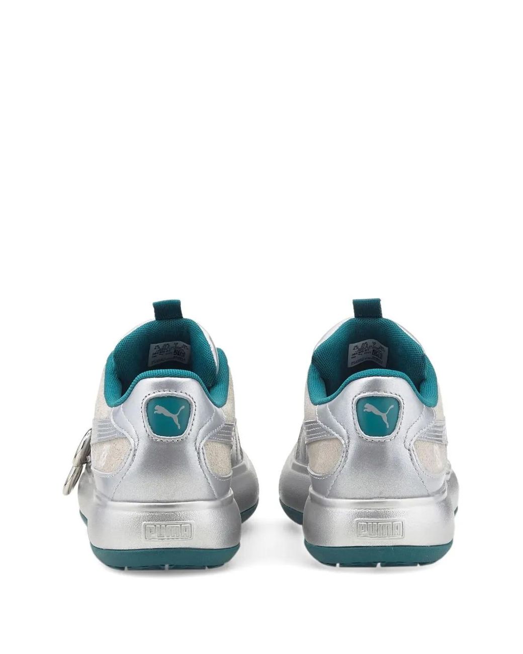 PUMA Mayu Leather Metallic Sneakers in White | Lyst