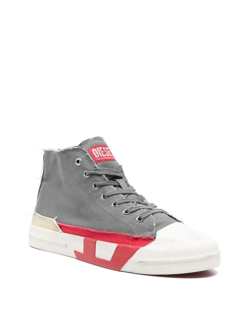 DIESEL S-D-Verse-Dirty-Effect High-Top Canvas Sneakers in Gray for Men ...