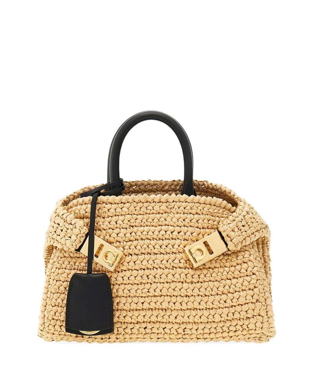 Ferragamo Hug Raffia Mini Bag in Metallic | Lyst Australia