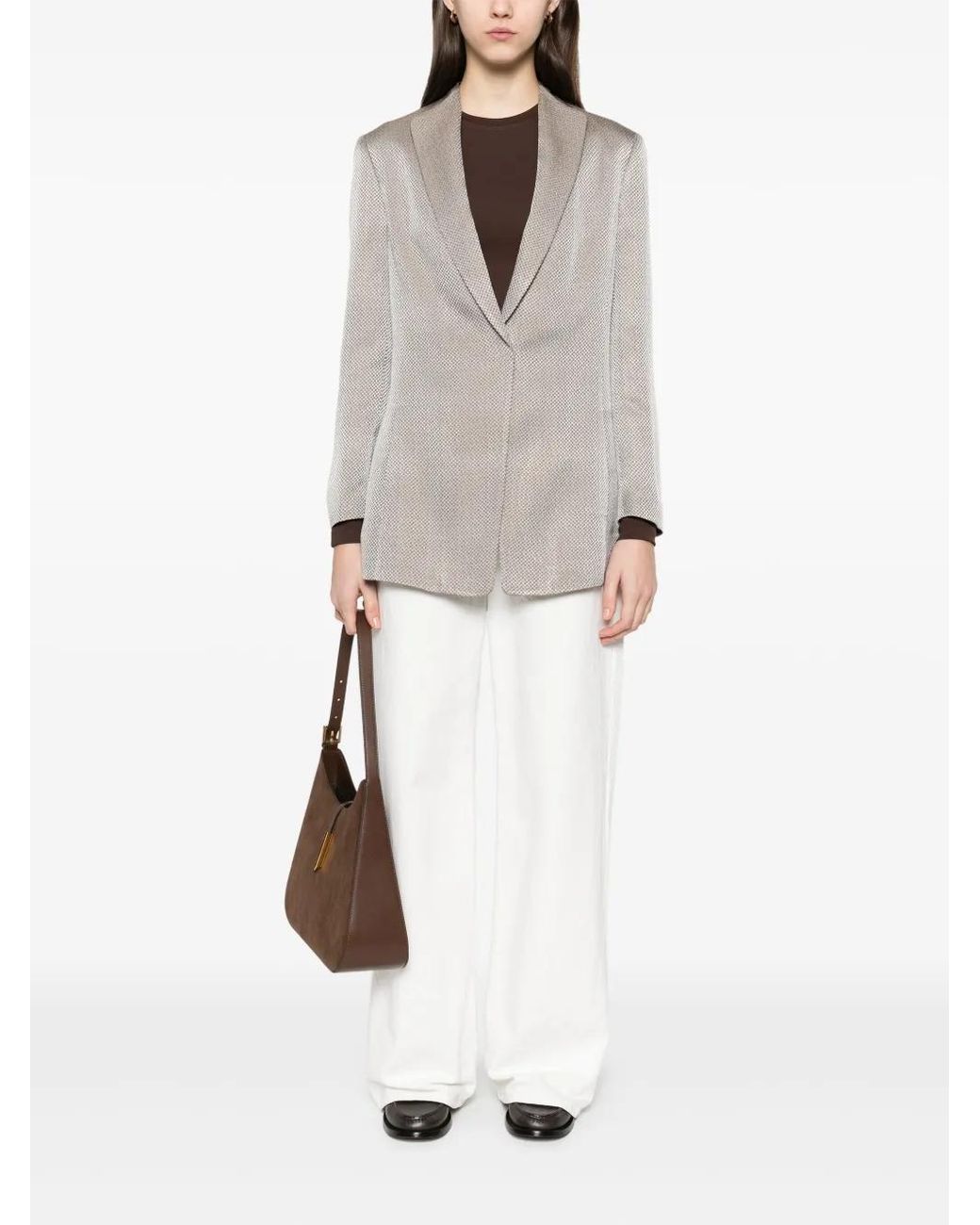 Giorgio Armani Textured Nickel Blazer With English Rear Vents in Gray ...
