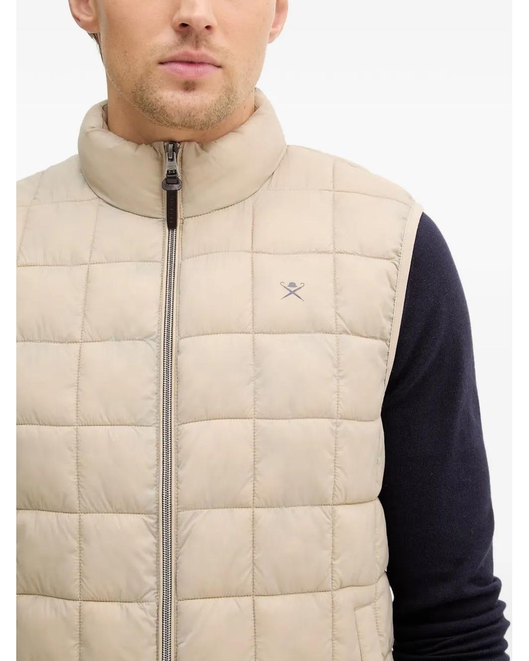Hackett Quilted Logo-Embroidery Gilet in Natural for Men | Lyst UK