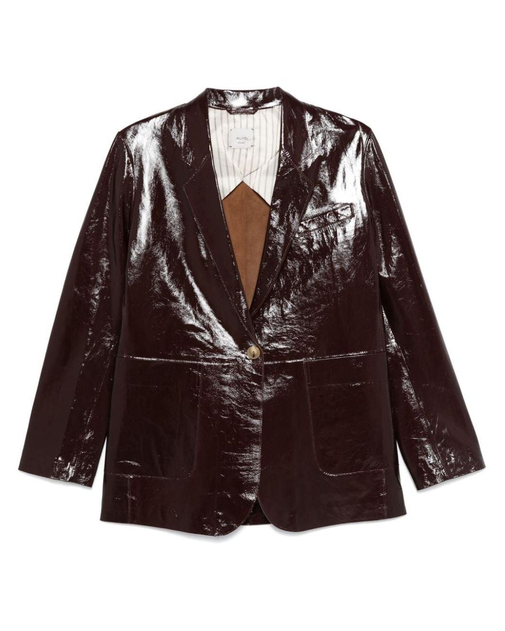 Alysi Patent Leather Jacket in Brown | Lyst