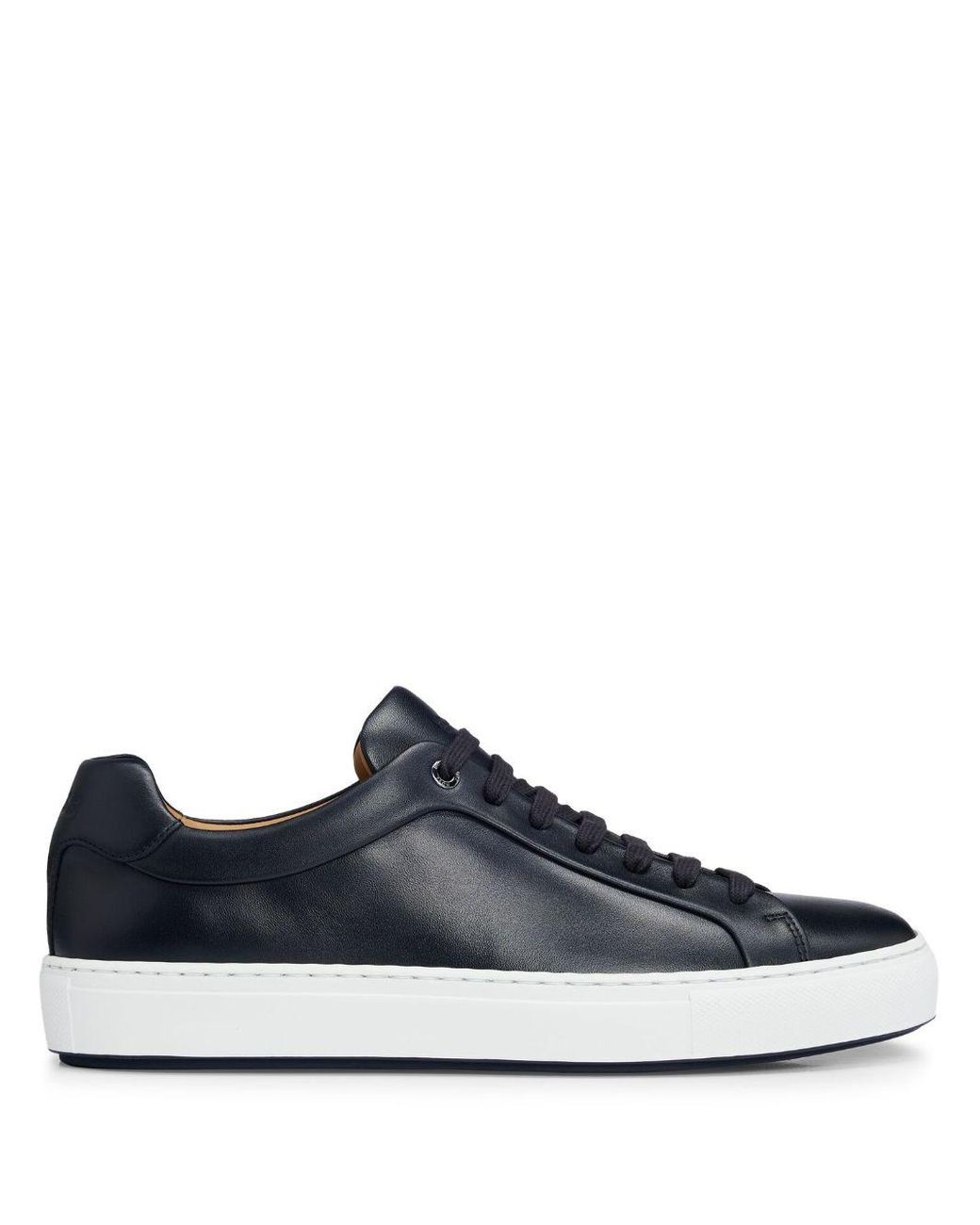 BOSS Cupsole Leather Sneakers in Blue for Men | Lyst
