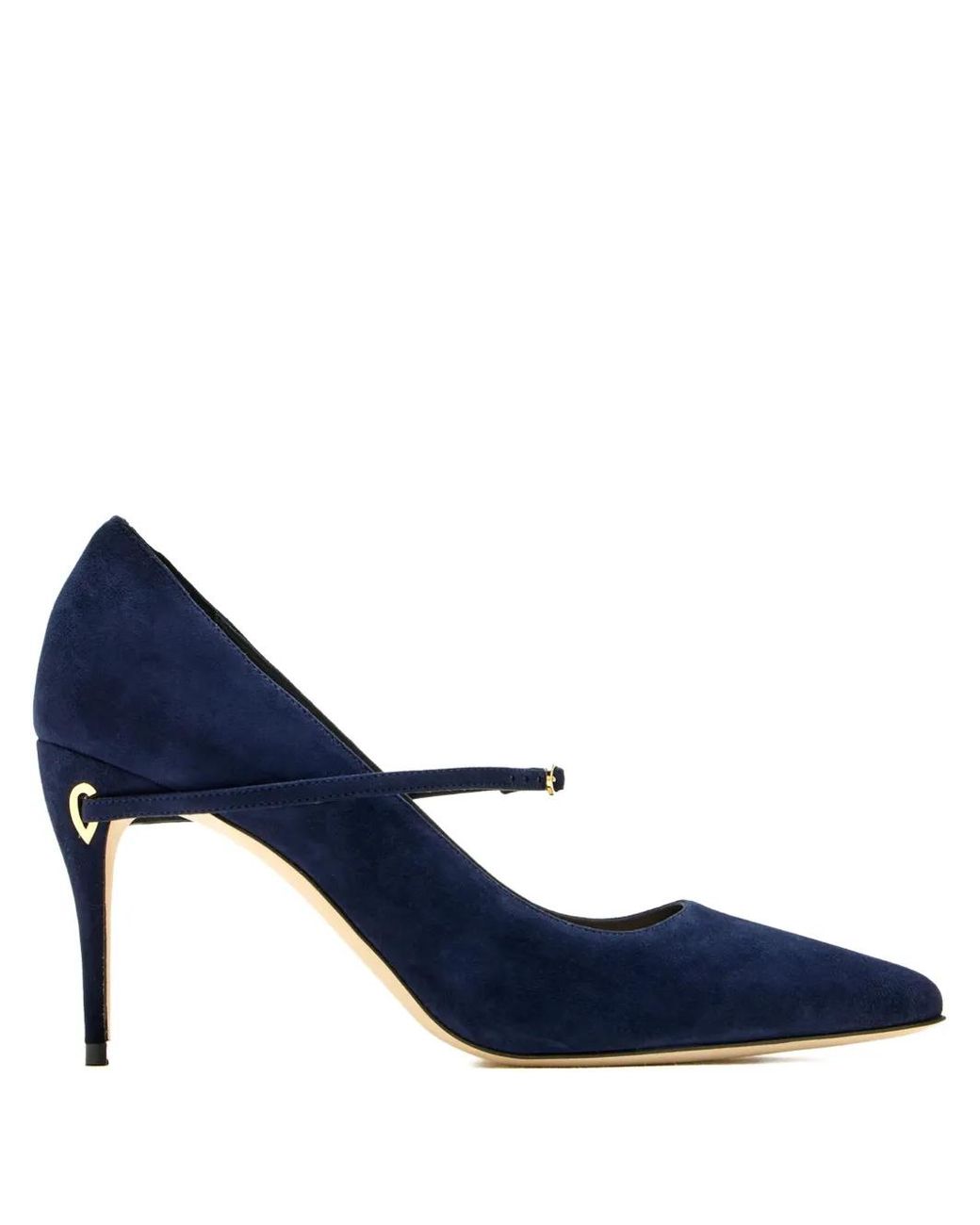 Jennifer Chamandi 85Mm Lorenzo Buckle-Strap Suede Pumps in Blue | Lyst UK
