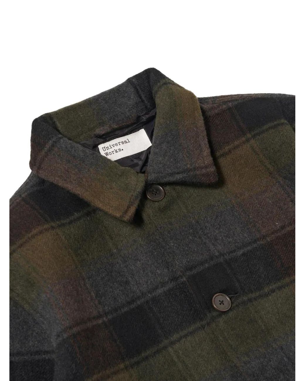Universal Works Button-Fastening Checked Jacket in Black for Men | Lyst UK