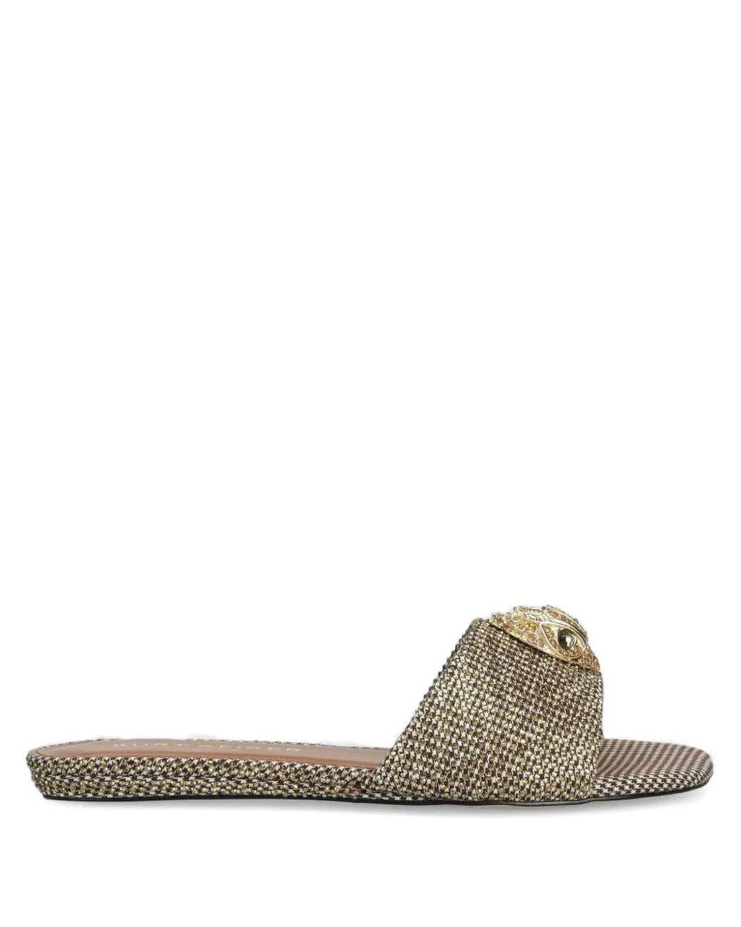 Kurt Geiger Kensington Embellished Slide Sandals in Natural | Lyst