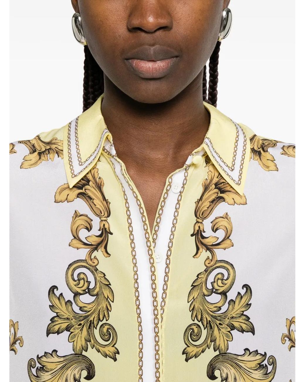 Alice + Olivia Graphic-Print Shirt in Metallic | Lyst UK