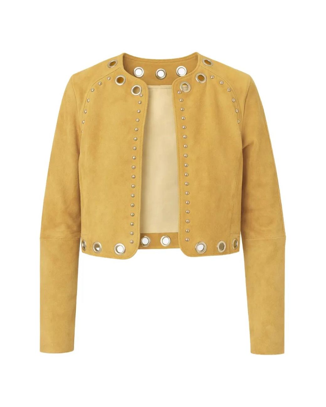 ZUT Studded Suede Jacket in Yellow | Lyst UK