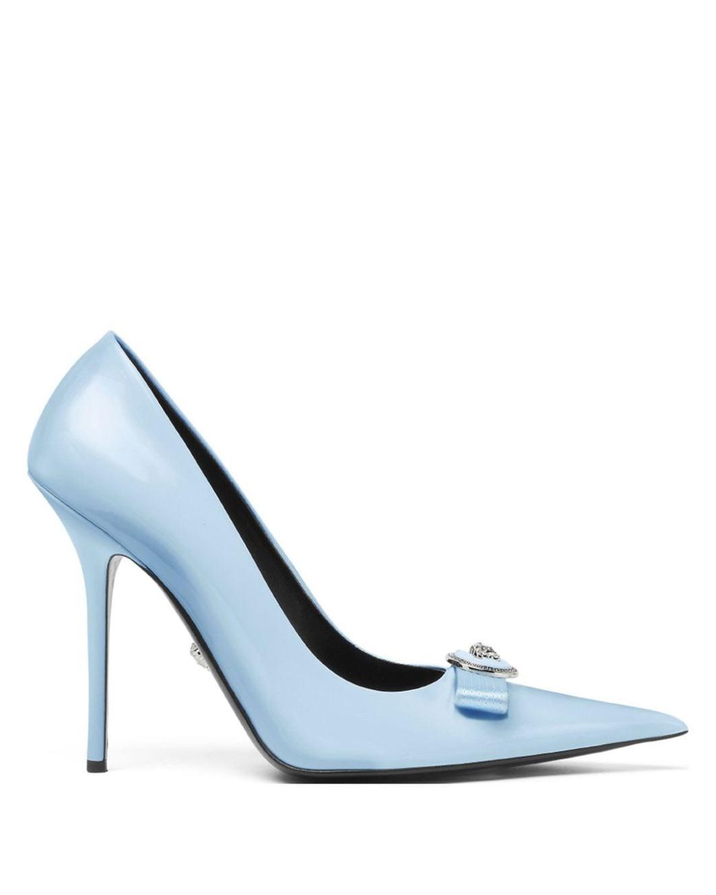 Versace Gianni Ribbon 120mm Leather Pumps in Blue | Lyst