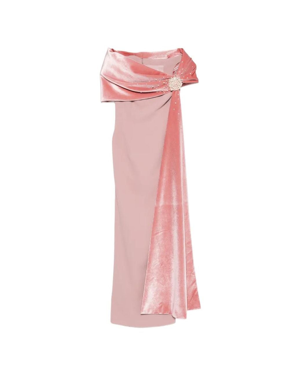 Jean Louis Sabaji Embellished Draped Maxi Dress in Pink | Lyst