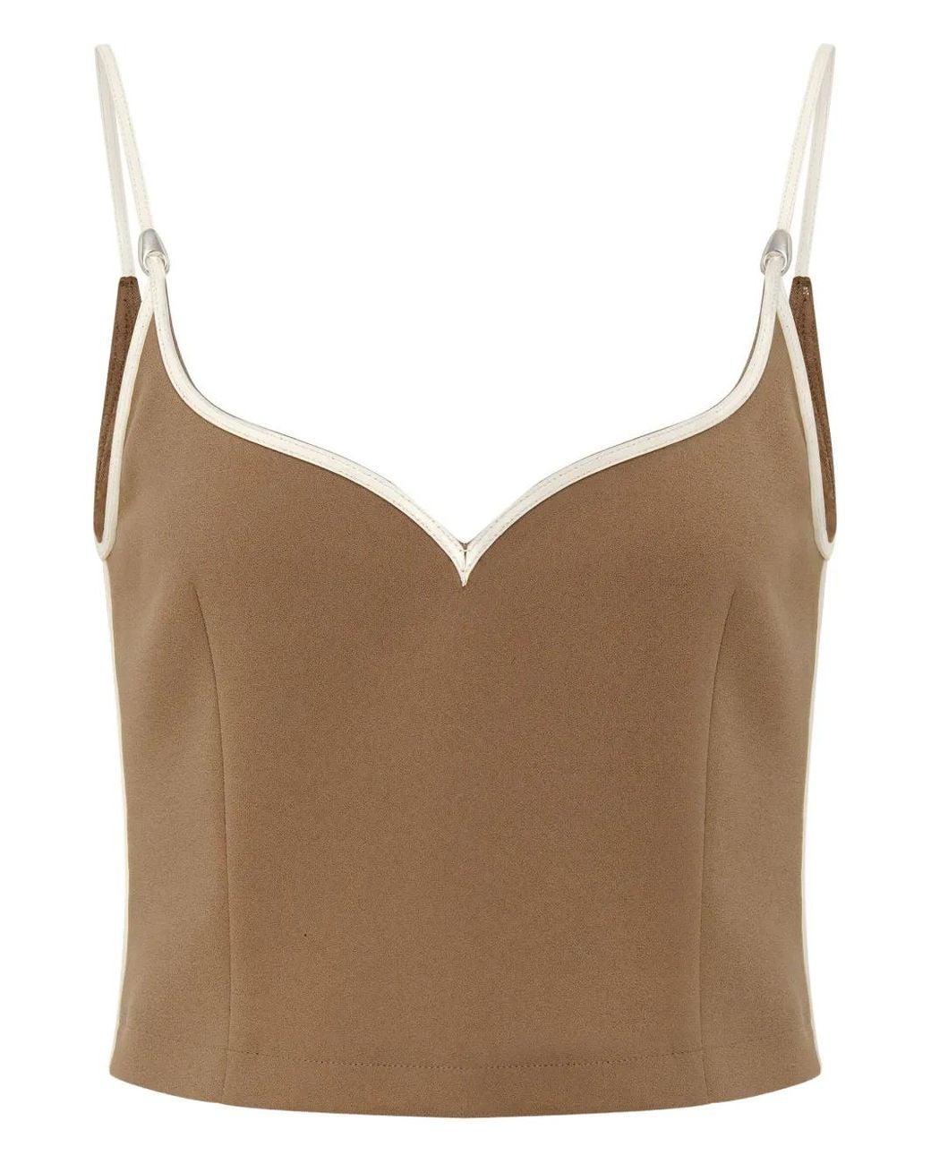 Paris Georgia Basics Heart Trim-Detail Top in Brown | Lyst UK