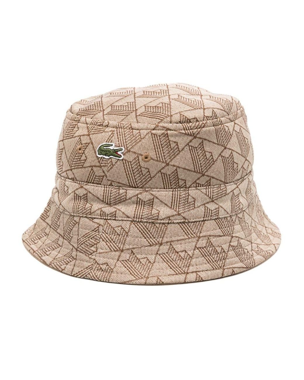Lacoste Logo-patch Reversible Bucket Hat in Natural | Lyst UK