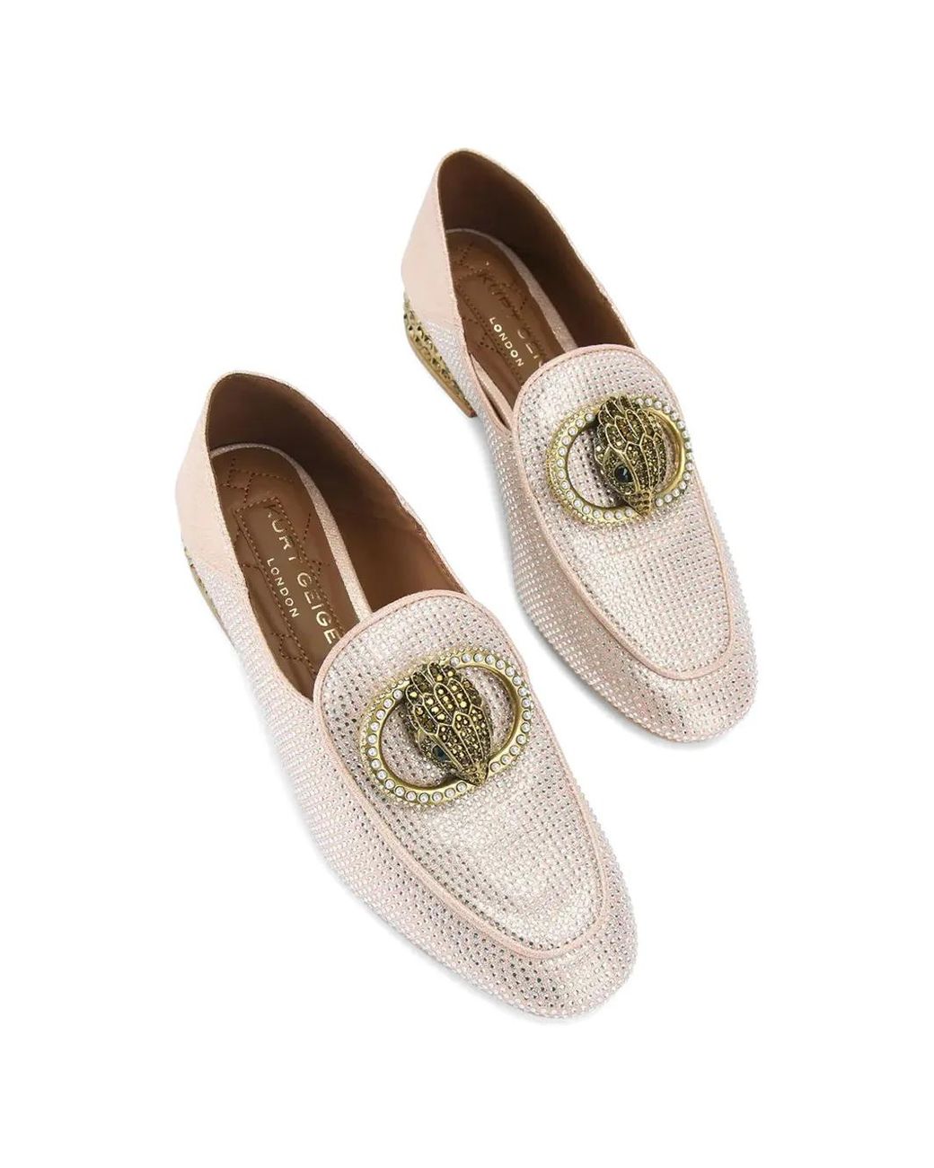 Kurt Geiger Embellished Bead Detail Loafers in Natural | Lyst