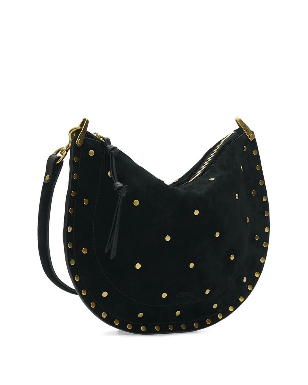 Isabel Marant Oskan Soft Zip Half-Moon Shoulder Bag in Black | Lyst