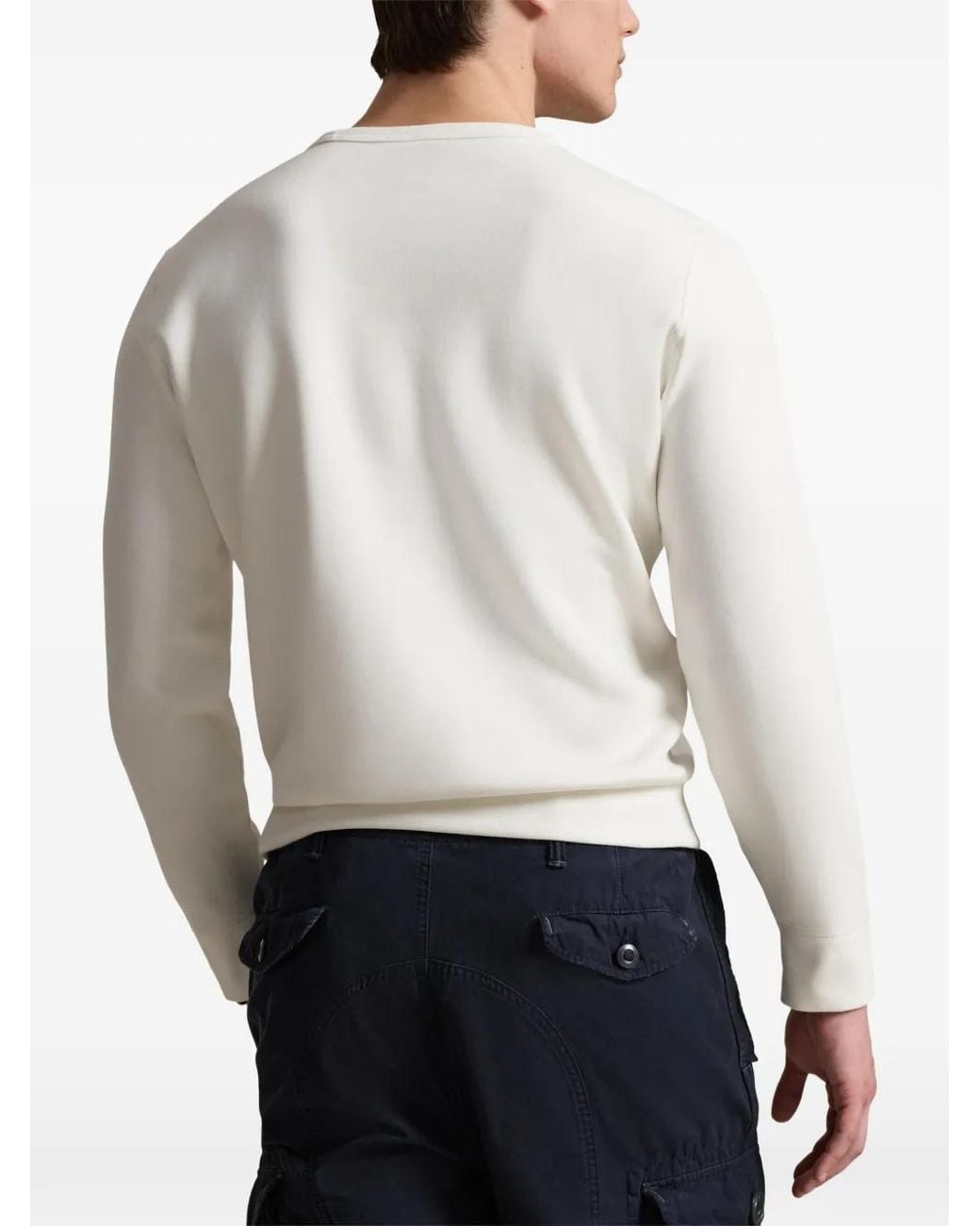 Polo Ralph Lauren Double-Knit Logo Sweatshirt in White for Men | Lyst UK