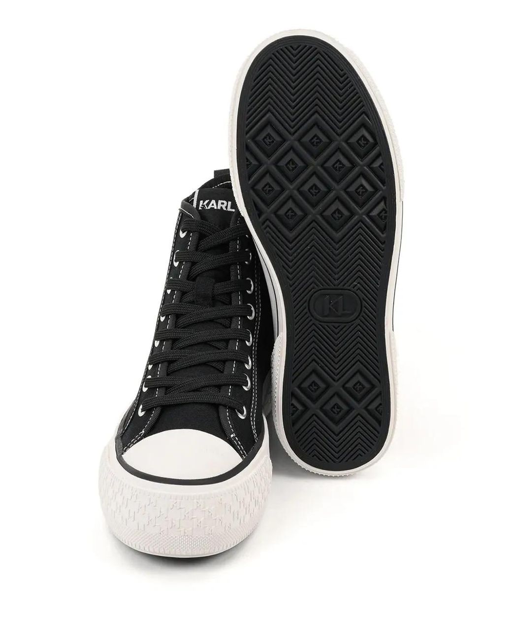 KARL LAGERFELD Lace-Up High-Top Sneakers in Black | Lyst