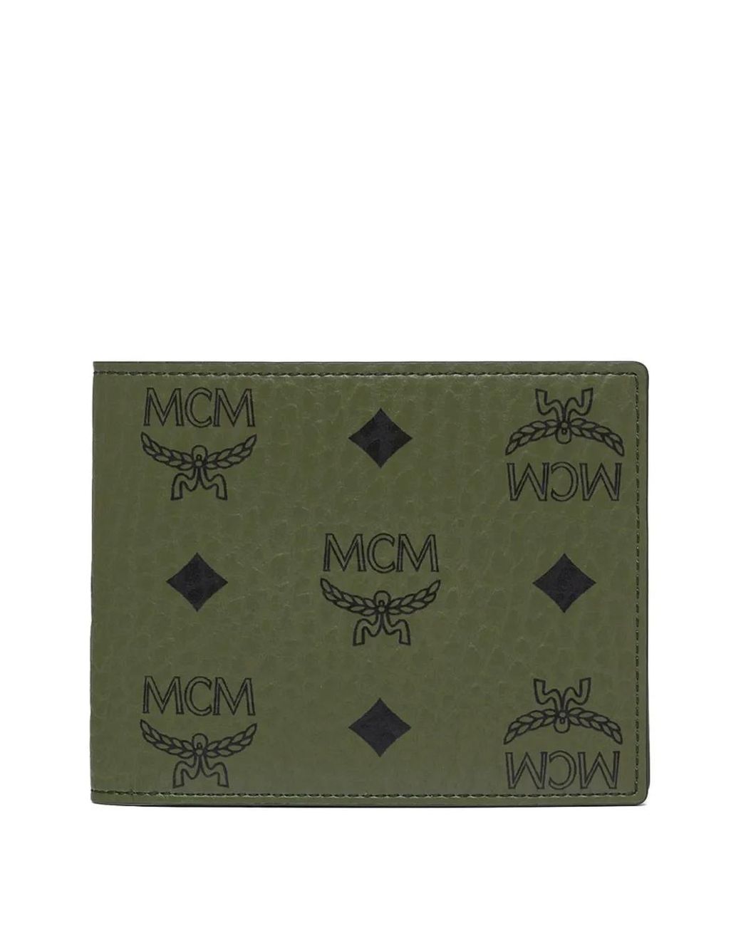 MCM Aren Visetos Monogram Bifold Wallet in Green | Lyst