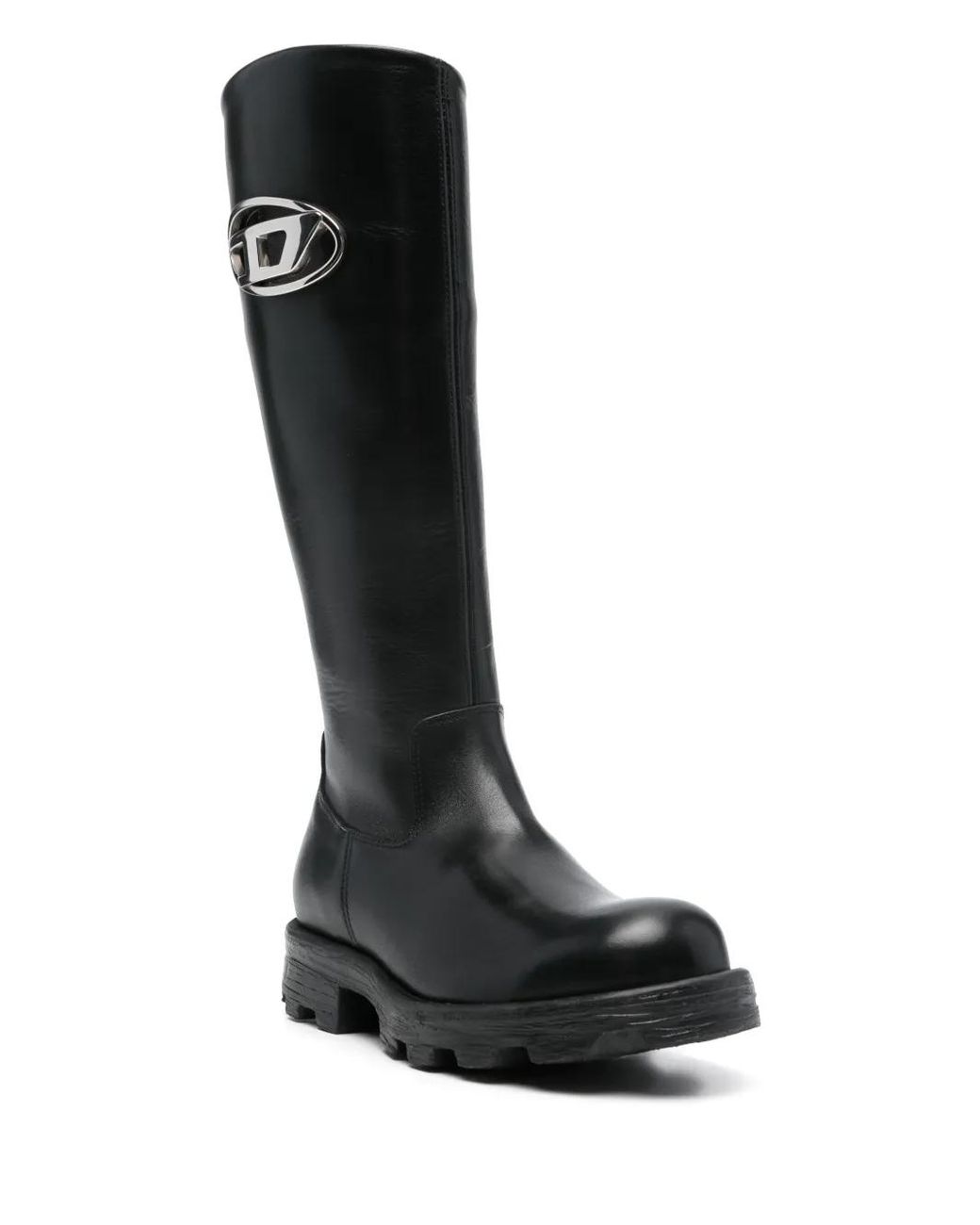DIESEL Oval D-Logo Boots in Black | Lyst